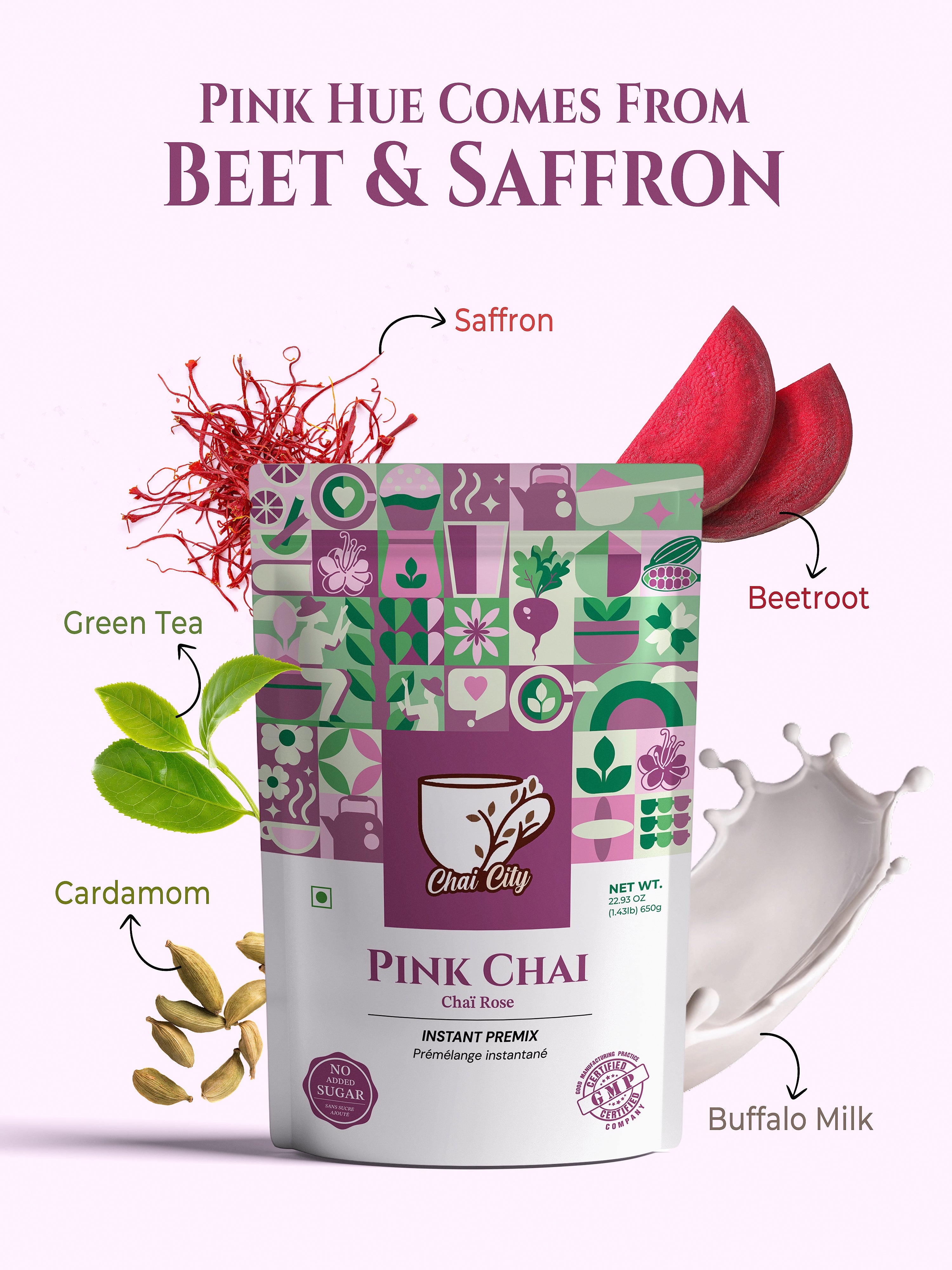 Instant Kashmiri Pink Chai Tea Premix – Authentic Noon Chai – Chai City